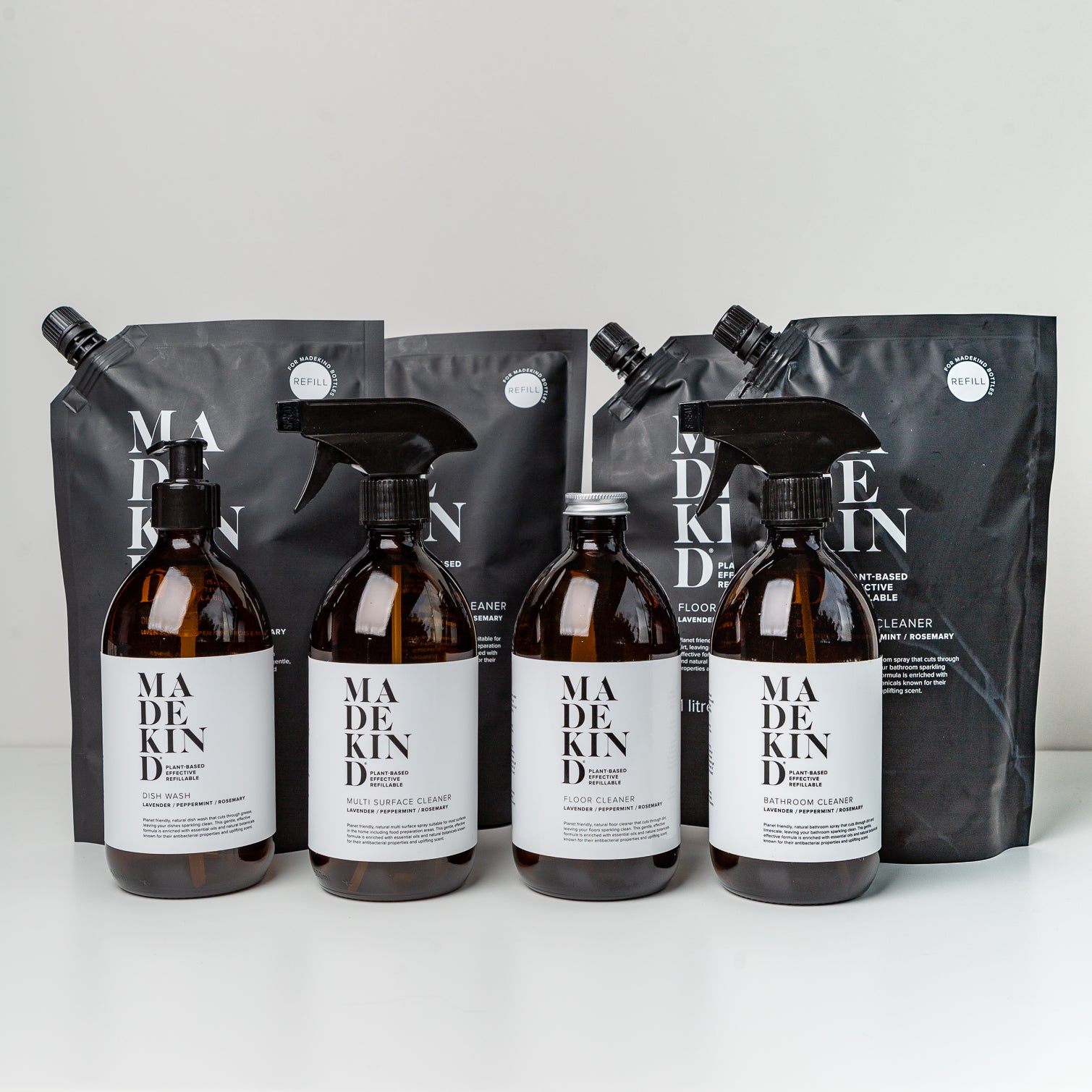 Set of 4 Natural Cleaning Refills & Empty 'Forever' Bottles | MadeKind